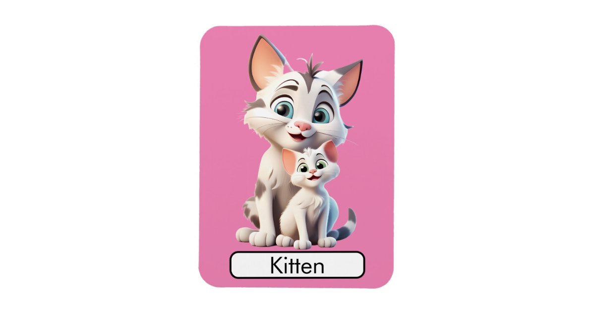 Animal Flashcard Cat/Kitten, Flexible Photo Magnet | Zazzle