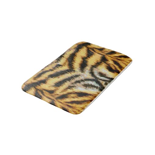 Animal Fur Texture Tiger Print Mammal Wild Themed Bathroom Mat | Zazzle