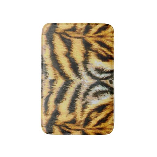Animal Fur Texture Tiger Print Mammal Wild Themed Bathroom Mat | Zazzle