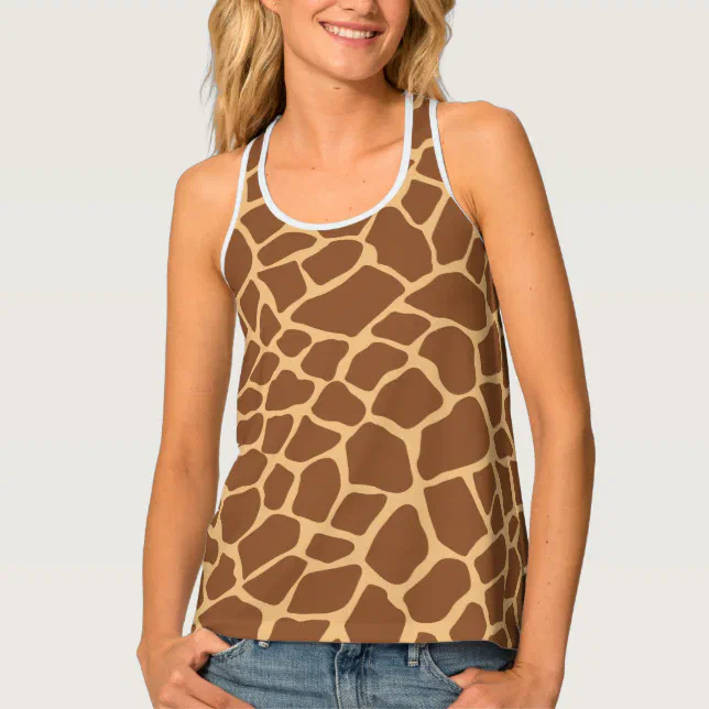 Animal Giraffe Pattern Brown and Yellow Tank Top | Zazzle