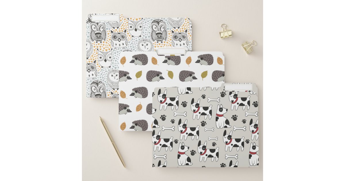 Animal Illustrations file folder set | Zazzle