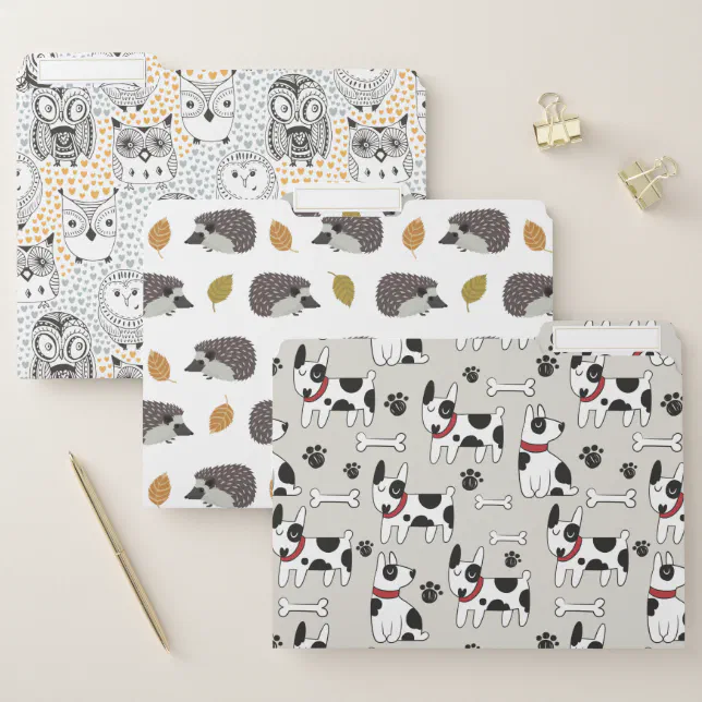 Animal Illustrations file folder set | Zazzle