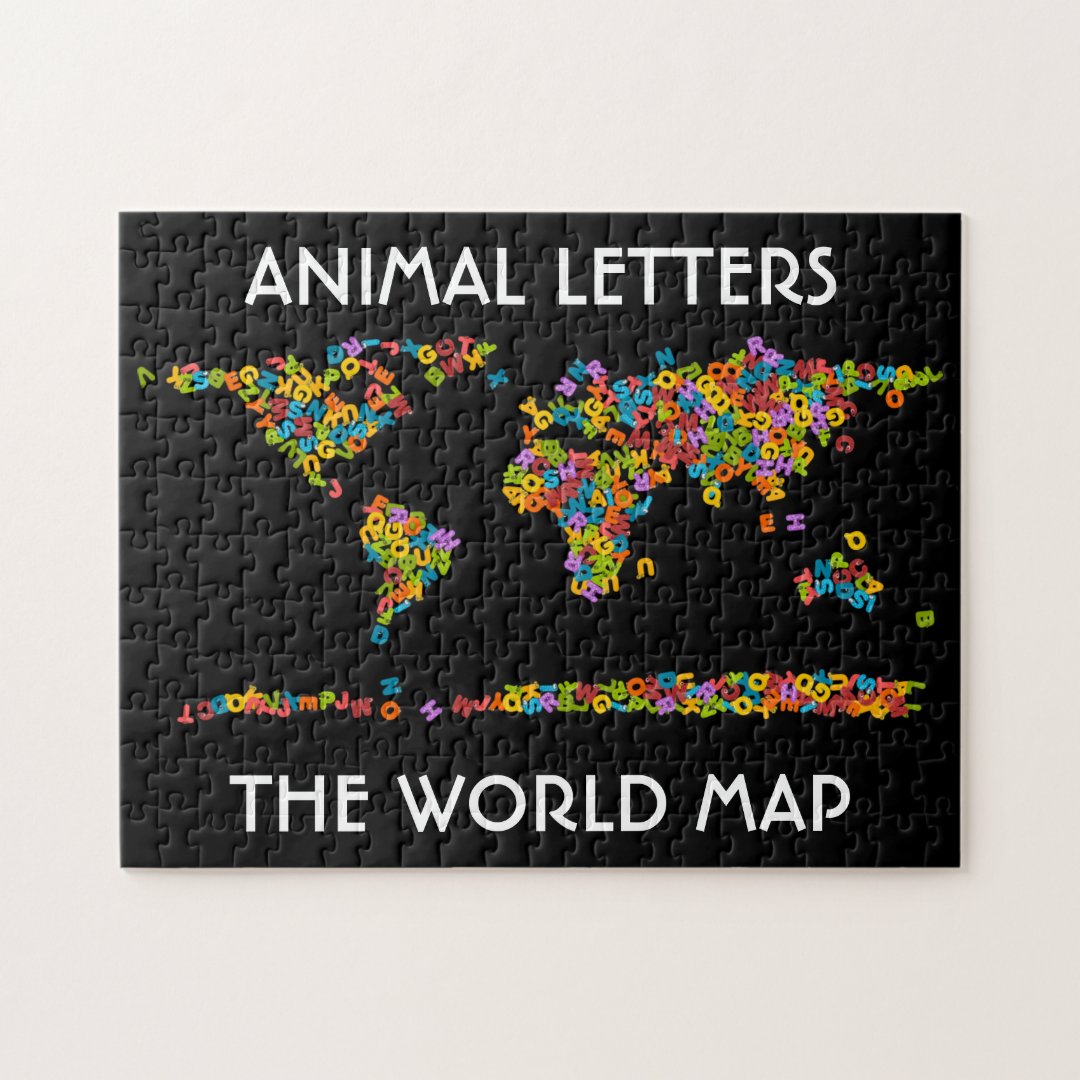 Animal Letters World Map Alphabet Jigsaw Puzzle | Zazzle