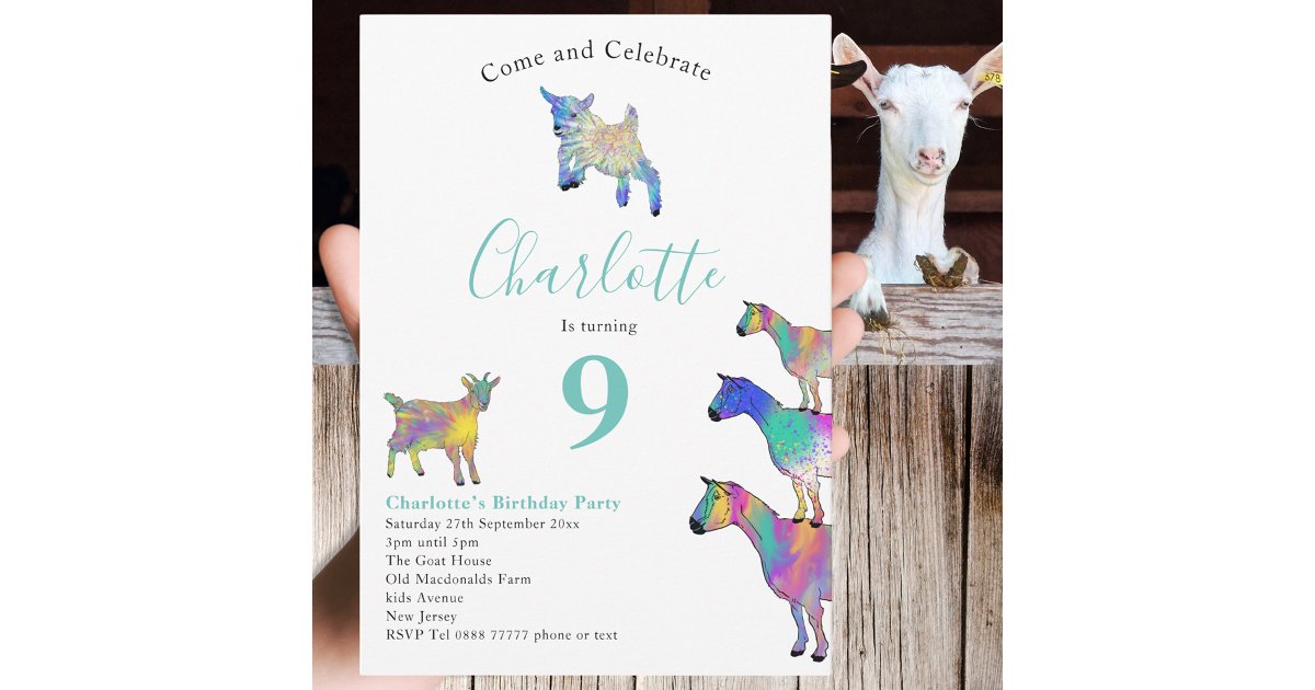 Animal Lovers Goat Birthday Party Invitation | Zazzle