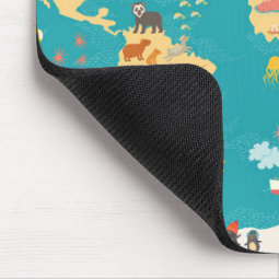 Animal Map of the World For Kids Mouse Pad | Zazzle