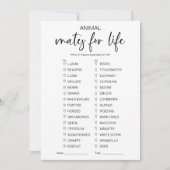 Animal Mates for Life Bridal Shower Game Invitation | Zazzle