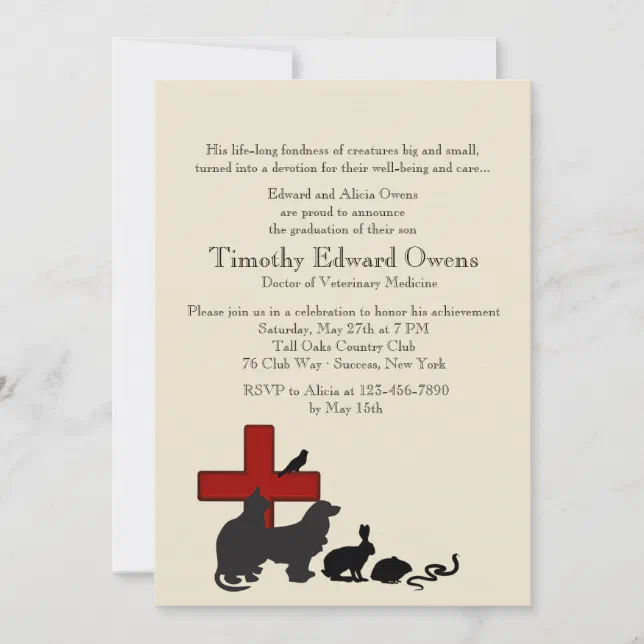 Animal MD Veterinary School Graduation Invitation | Zazzle