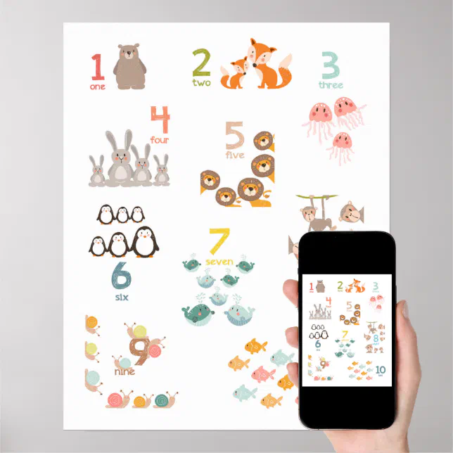 Animal numbers nursery print numbers Kids room | Zazzle