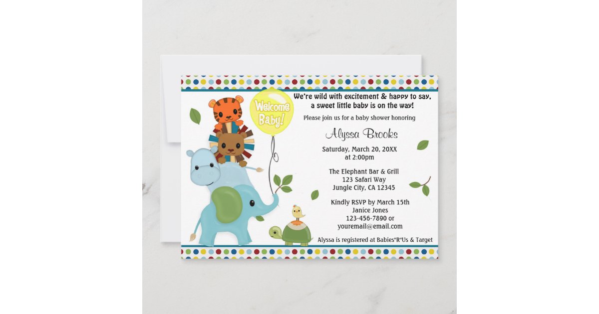 Animal Parade Baby Shower Invitation APK #3 | Zazzle
