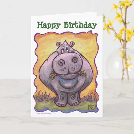 Animal Parade Hippopotamus Happy Birthday Card | Zazzle