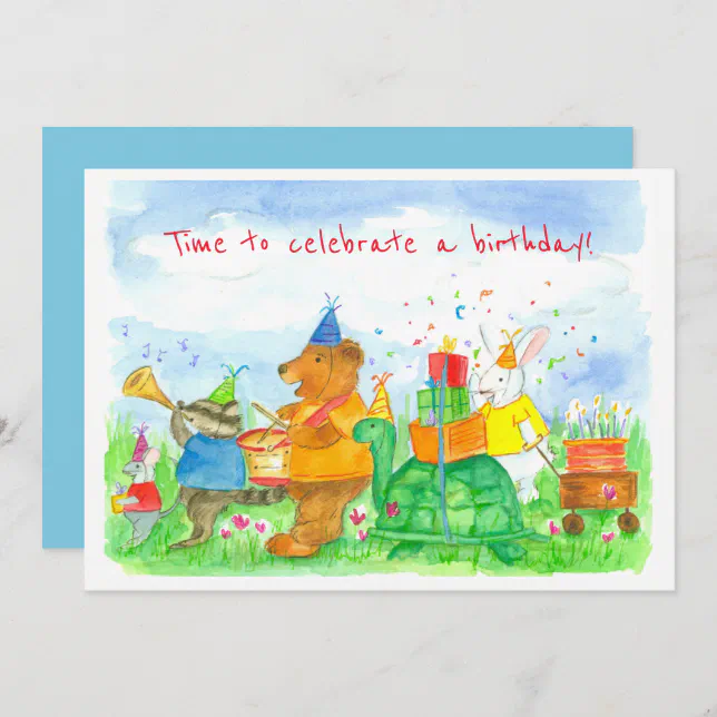Animal Parade Kids Birthday Party Invitation | Zazzle