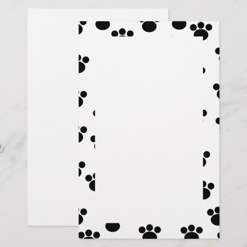 Animal Paw Print Pattern. Black and White. Stationery | Zazzle