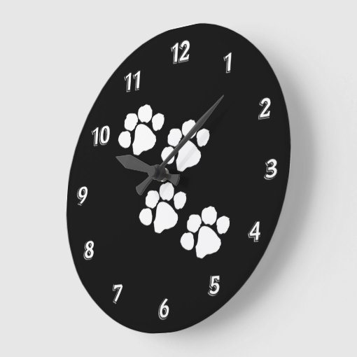 Animal Paw Prints Large Clock | Zazzle