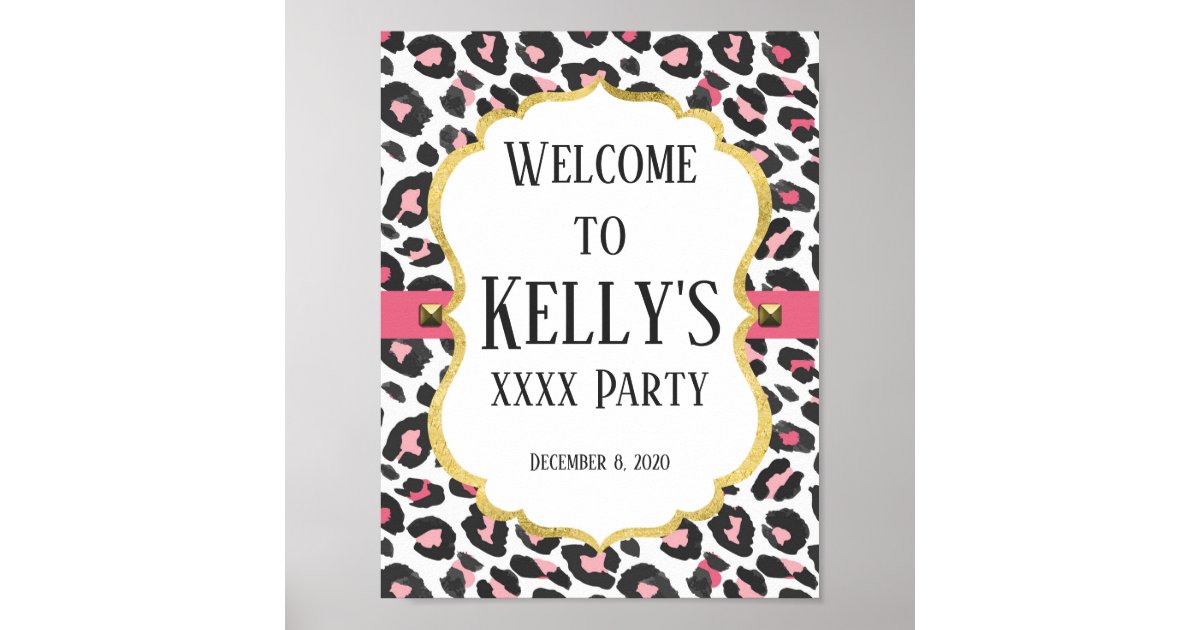 Animal, pink Leopard ,cheetah welcome sign | Zazzle