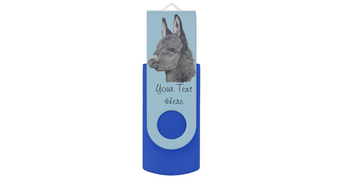 animal portrait picture of cute donkey USB flash drive | Zazzle