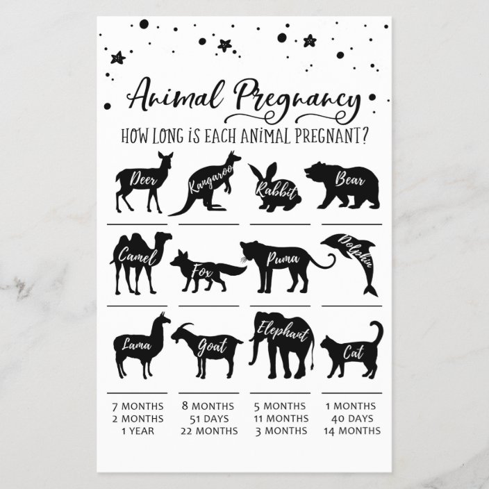 Animal Pregnancy With Answers Baby Shower Game Zazzle animal-pregnancy-with-answers-baby-shower-game-zazzle