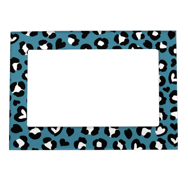 Animal Print, Blue Leopard, Cheetah Spots, Hearts Magnetic Frame | Zazzle