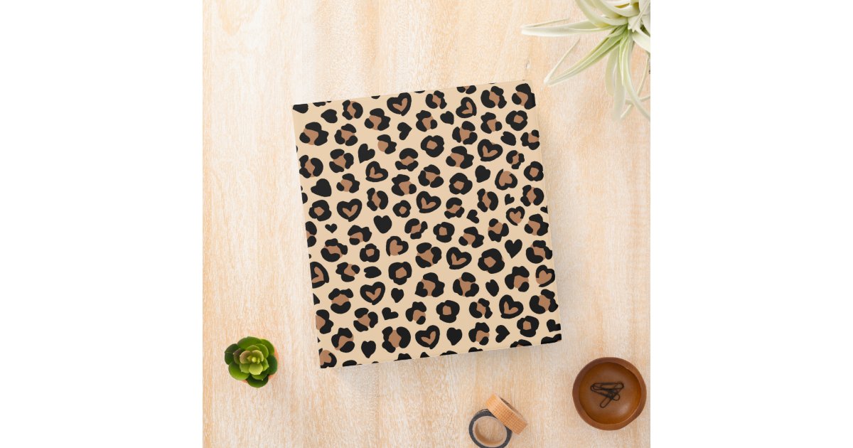 Animal Print, Brown Leopard, Cheetah Spots, Hearts 3 Ring Binder | Zazzle