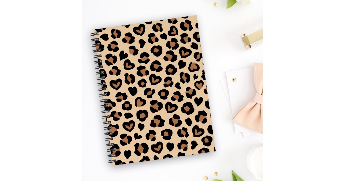 Animal Print, Brown Leopard, Cheetah Spots, Hearts Notebook | Zazzle