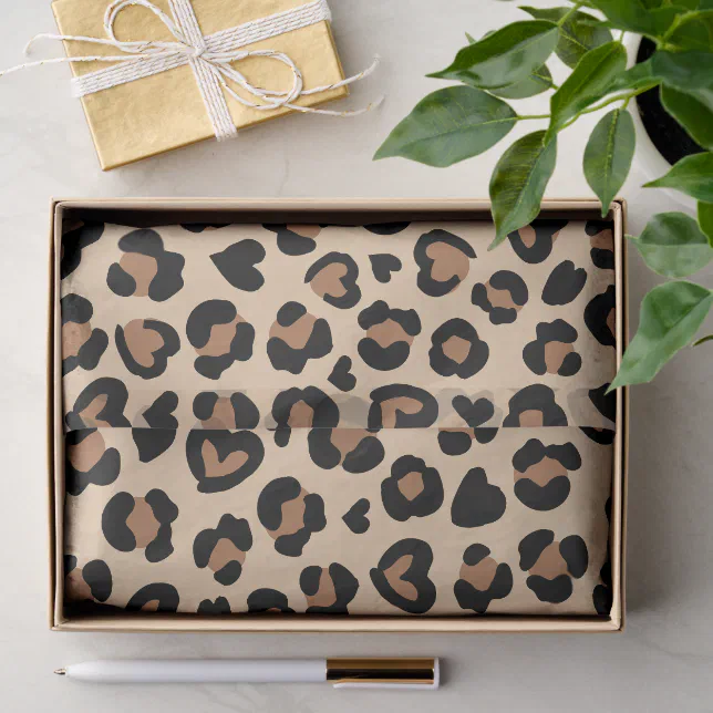 Animal Print, Brown Leopard, Cheetah Spots, Hearts Tissue Paper | Zazzle
