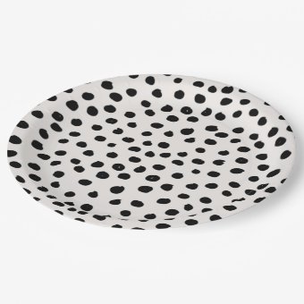 Animal Print Dots Black And White Dalmatian Paper Plates | Zazzle
