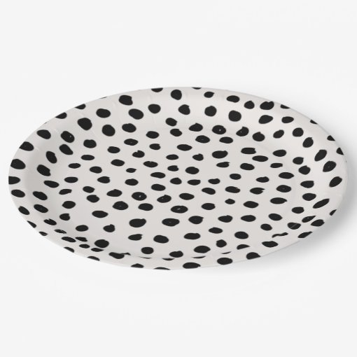 Animal Print Dots Black And White Dalmatian Paper Plates | Zazzle