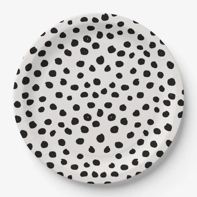 Animal Print Dots Black And White Dalmatian Paper Plates | Zazzle