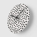 Animal Print Dots Black And White Dalmatian Round Clock | Zazzle