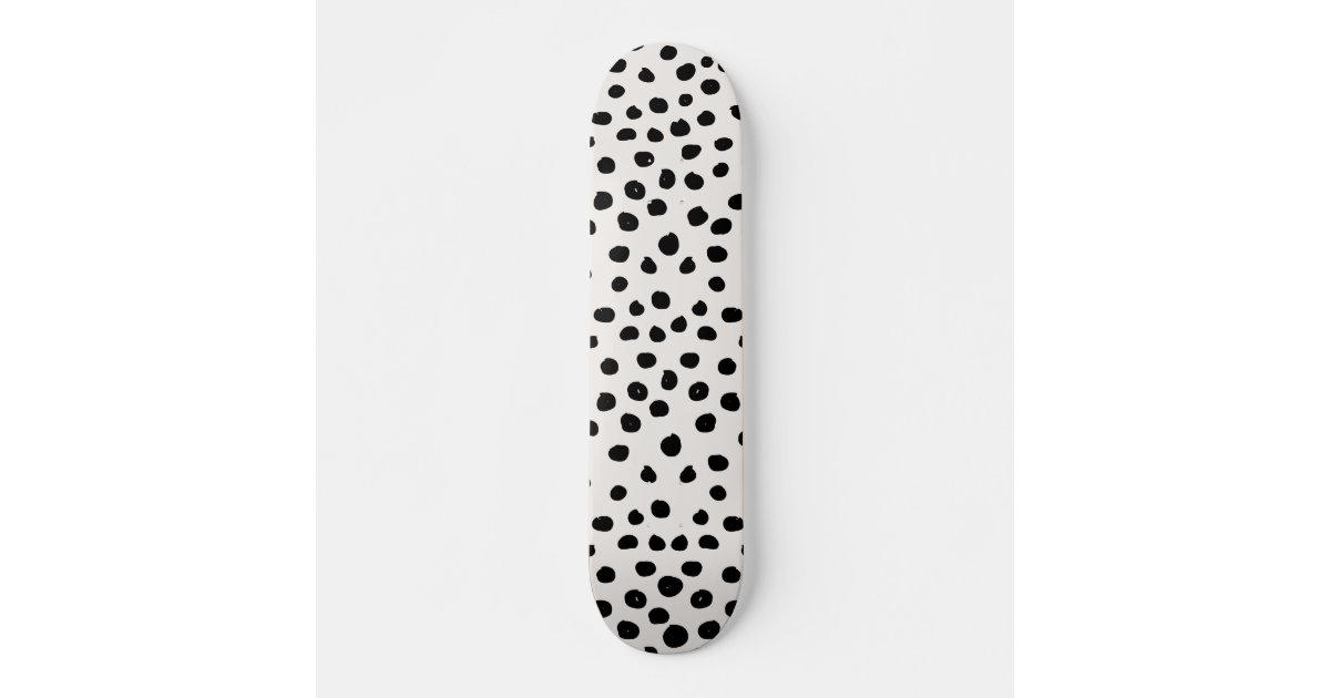 Animal Print Dots Black And White Dalmatian Skateboard | Zazzle