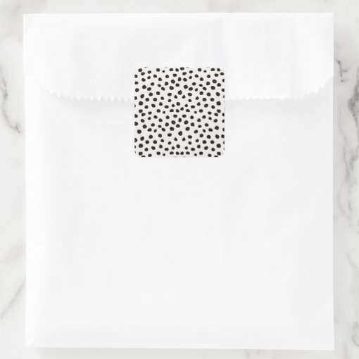Animal Print Dots Black And White Dalmatian Square Sticker | Zazzle