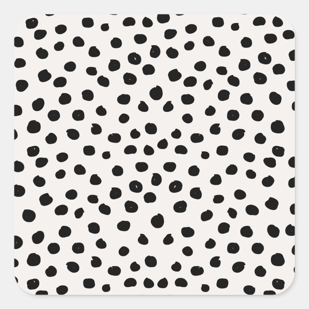 Animal Print Dots Black And White Dalmatian Square Sticker | Zazzle