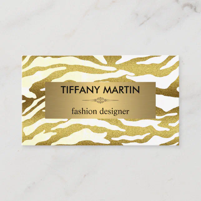 Animal Print Golden Business Card | Zazzle