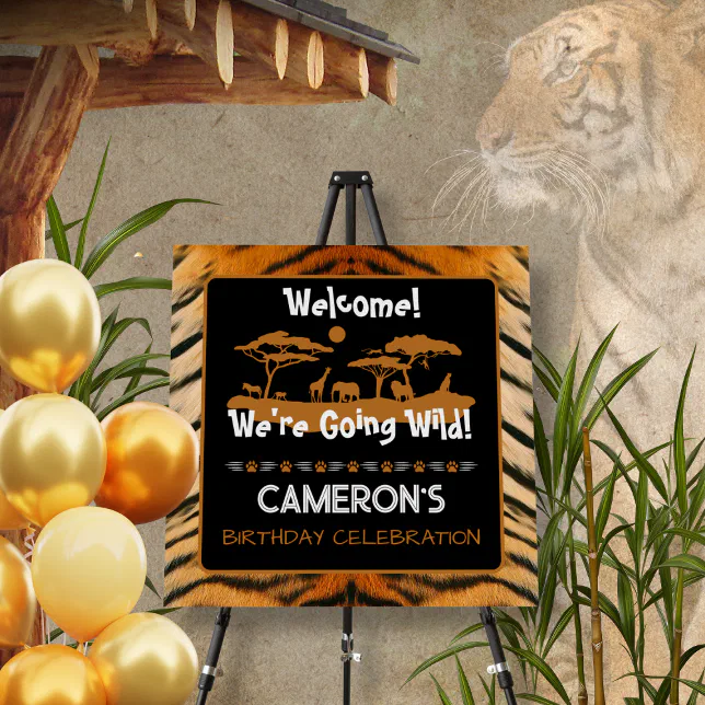 Animal Print Tiger Birthday Foam Board Sign | Zazzle