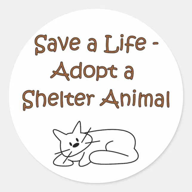 Animal Rescue/Adoption Shelter Cat Classic Round Sticker | Zazzle
