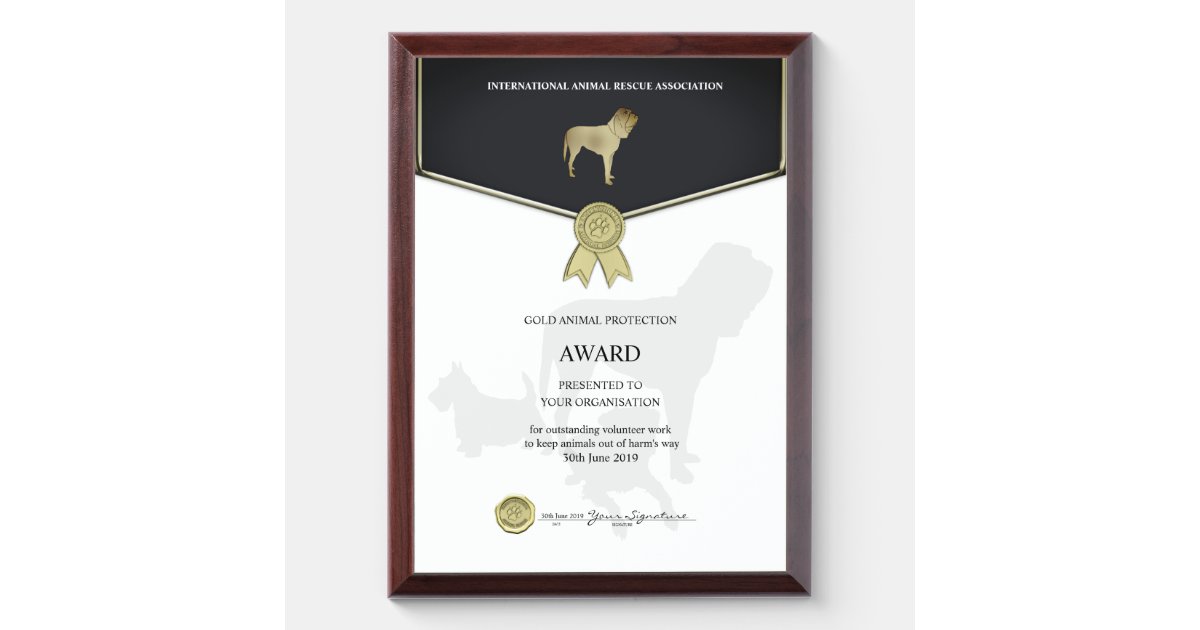 Animal Rescue Award Plaque | Zazzle