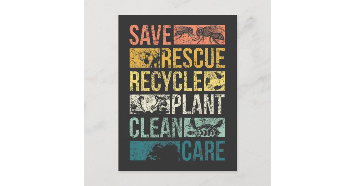 Animal Save Earth Turtle Climate Change Recycle Postcard | Zazzle