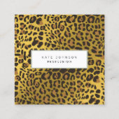 Animal Skin Leopard Print Pattern Gold QR Code Square Business Card ...