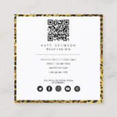 Animal Skin Leopard Print Pattern Gold QR Code Square Business Card ...