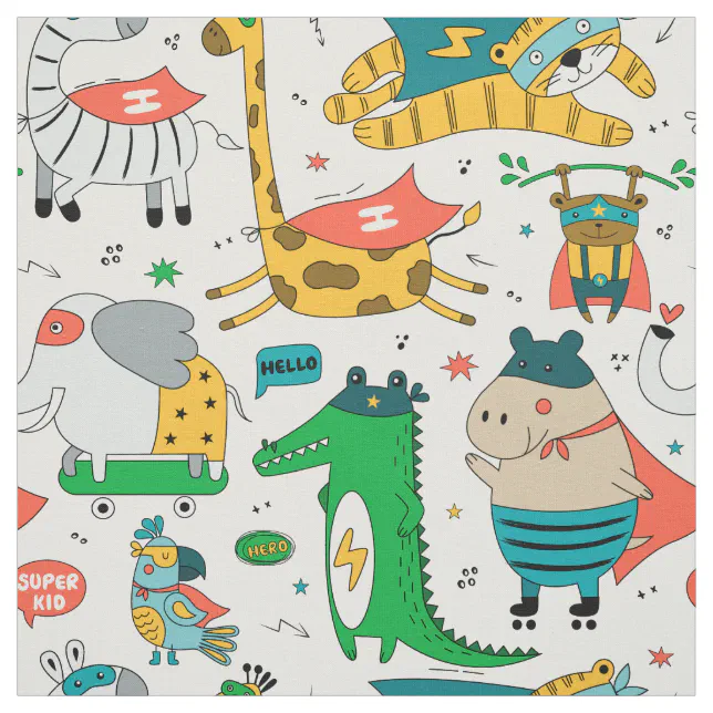 Animal Super Hero Fabric | Zazzle