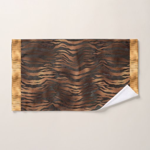 Animal Tiger Print Gold Elegant Metallic Glam Bath Towel Set | Zazzle