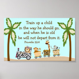 Animal Train Christian Bible Verse Wall Poster | Zazzle