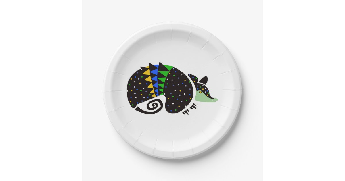Animal - Wildlife - Cool hand drawn ARMADILLO - Paper Plates | Zazzle