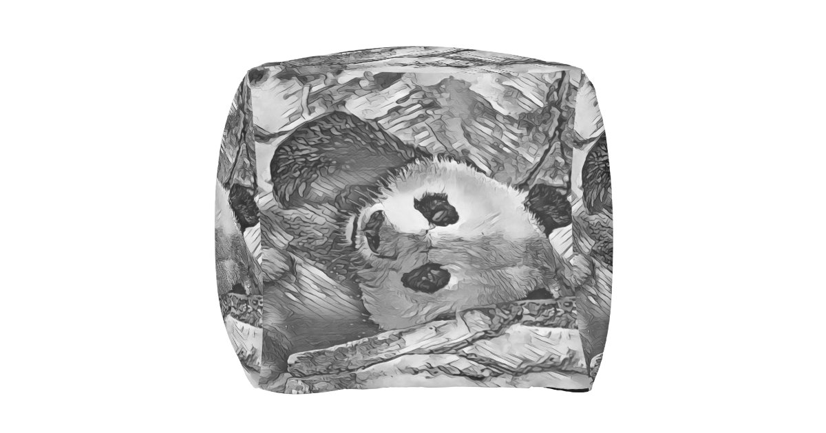 AnimalArtBW_Panda_002 Pouf | Zazzle