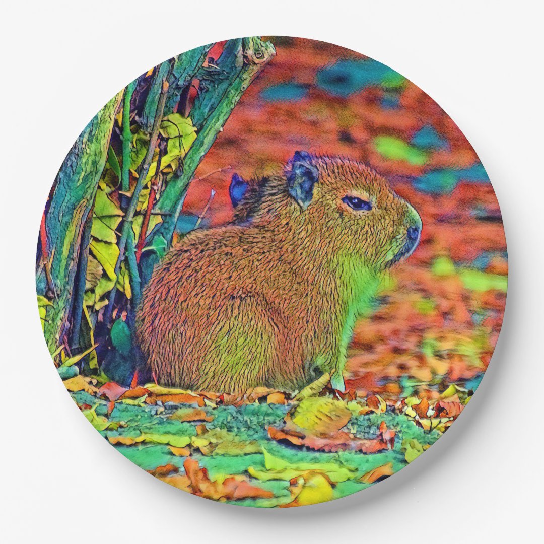 AnimalColor_Capybara_001 Paper Plates | Zazzle