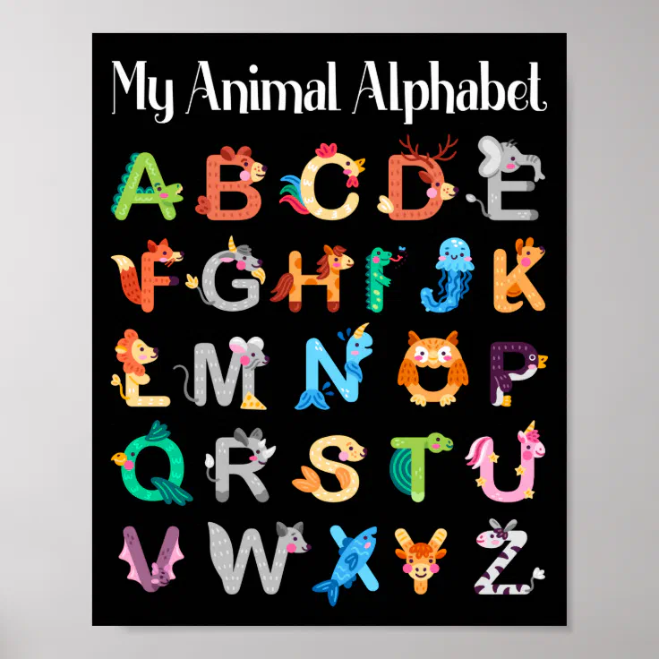 Animals Alphabet Learning ABC Animals Poster | Zazzle