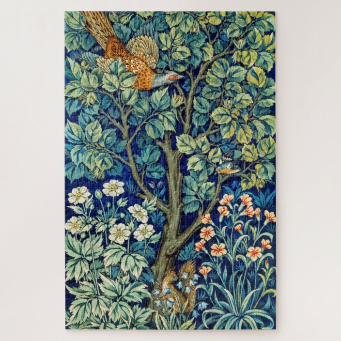 Animals and Flowers, Forest, William Morris Jigsaw Puzzle | Zazzle.com