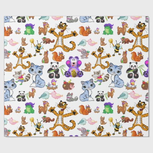Animals Cartoon Wrapping Paper | Zazzle