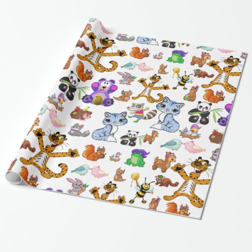 Animals Cartoon Wrapping Paper | Zazzle