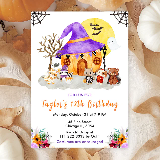 Animals Costume Halloween Birthday Party Invitation | Zazzle