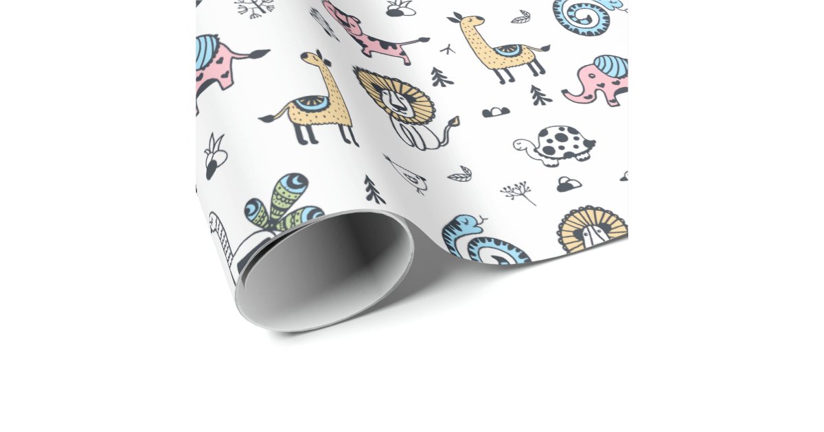 Animals Illustrations Pattern Wrapping Paper | Zazzle